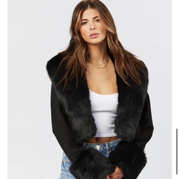 Shaci | Jackets & Coats | L Shaci Riley Luxurious Cropped Vegan Suede Jacket With Faux Fur ...